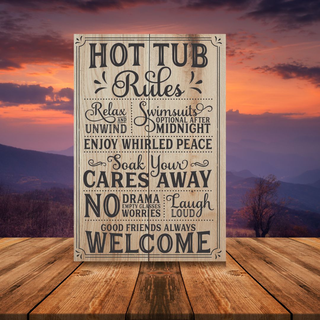 Hot Tub Rules Sign | KB Laser Designs